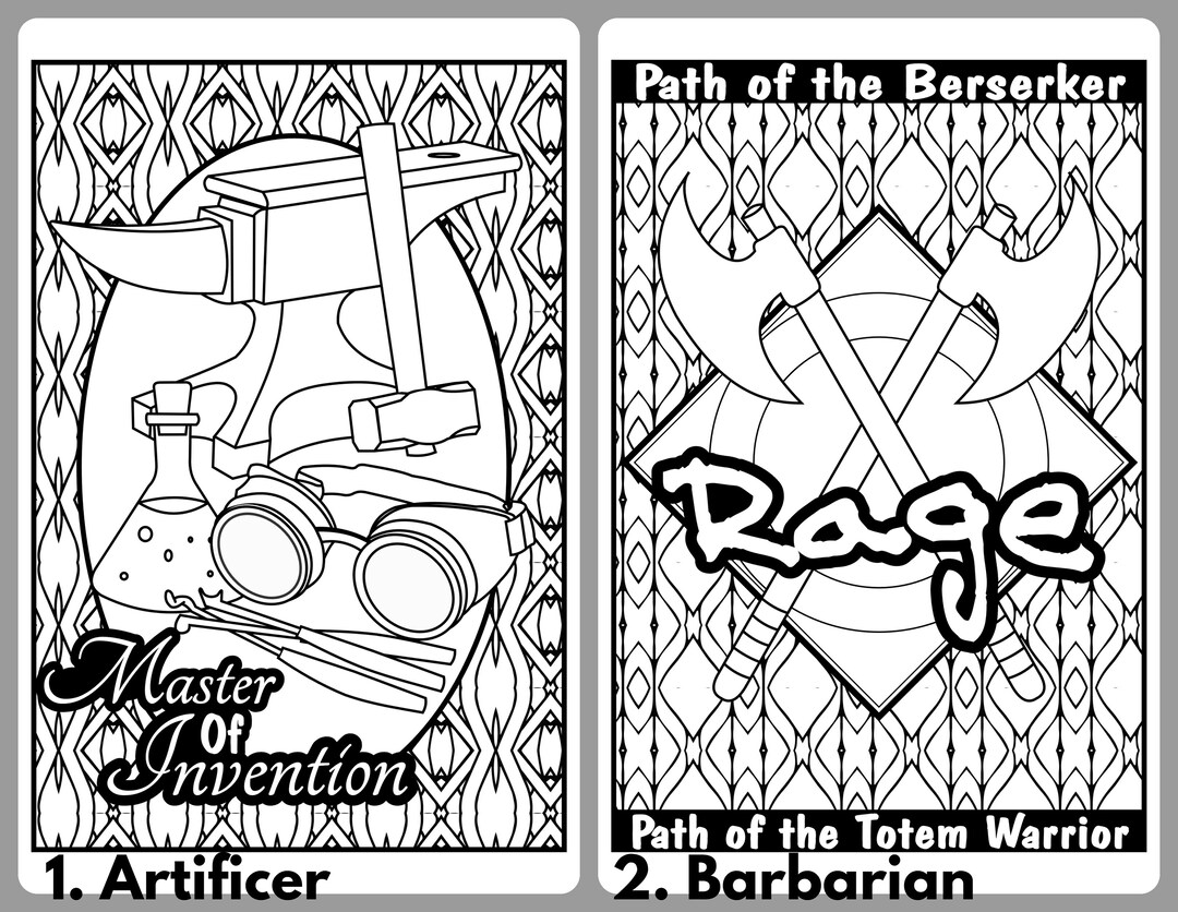 Printable Dnd Class Themed Colouring Pages, 15 Designs - Etsy
