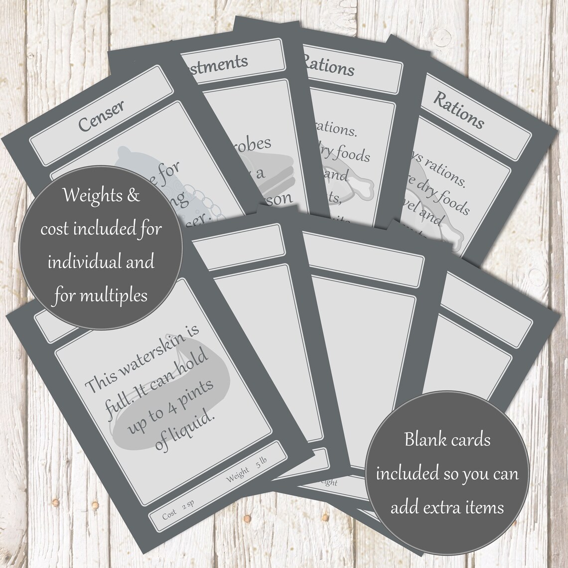 Dnd 5e Priest's Pack Cards: Adventuring Gear, Player/dm Tool, A4/letter ...