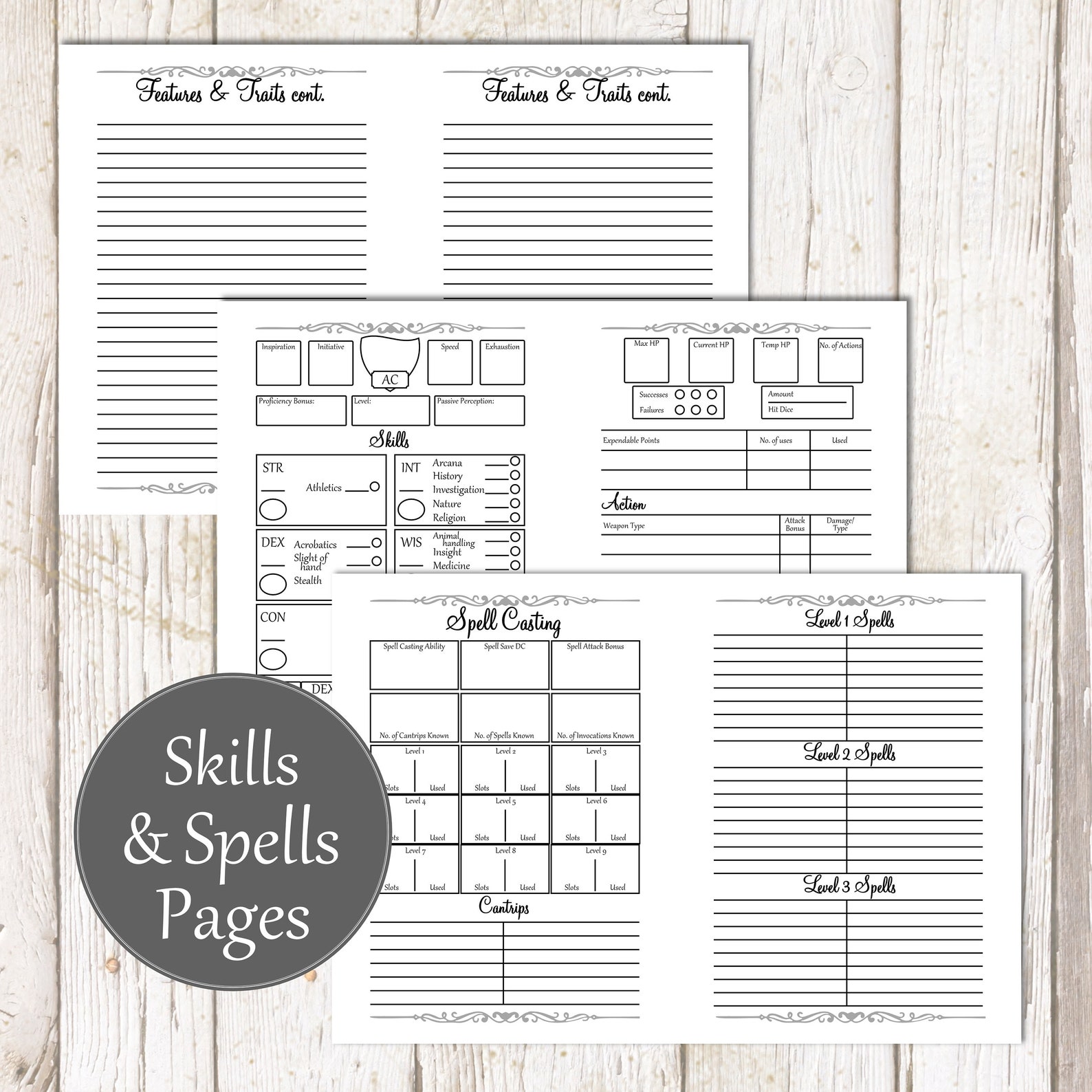 Printable Character Sheet Journal, Maps & Locations and Session Notes ...