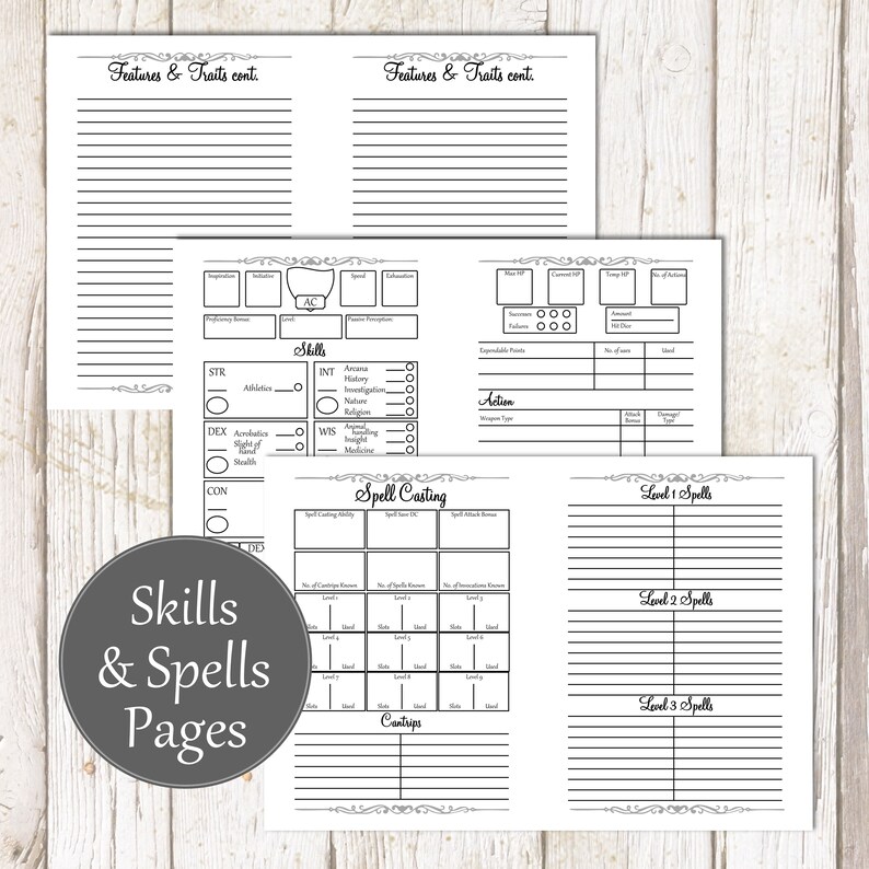 Printable Character Sheet Journal, Maps & Locations and Session Notes ...