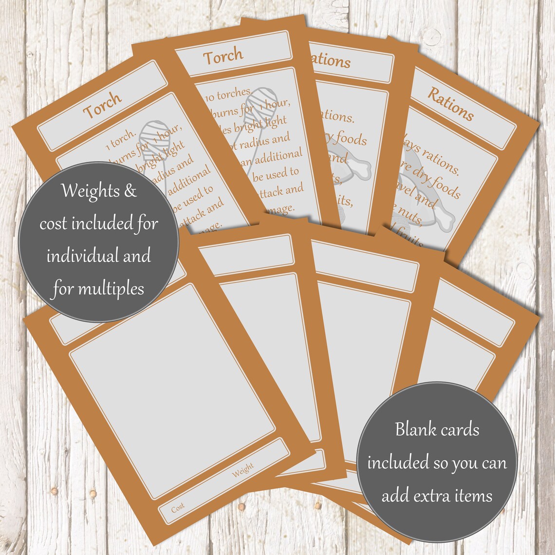 Dnd 5e Explorer's Pack Cards: Adventuring Gear, Player/dm Tool, A4 ...