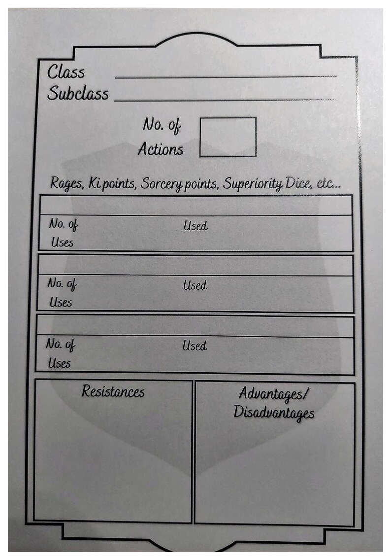 Dnd Fillable Ability Cards Action Cards Battle Pack A6 - Etsy