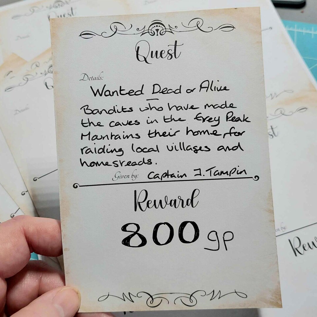 Blank Quest Cards for RPG Adventures, Printable Dnd Accessory - Etsy