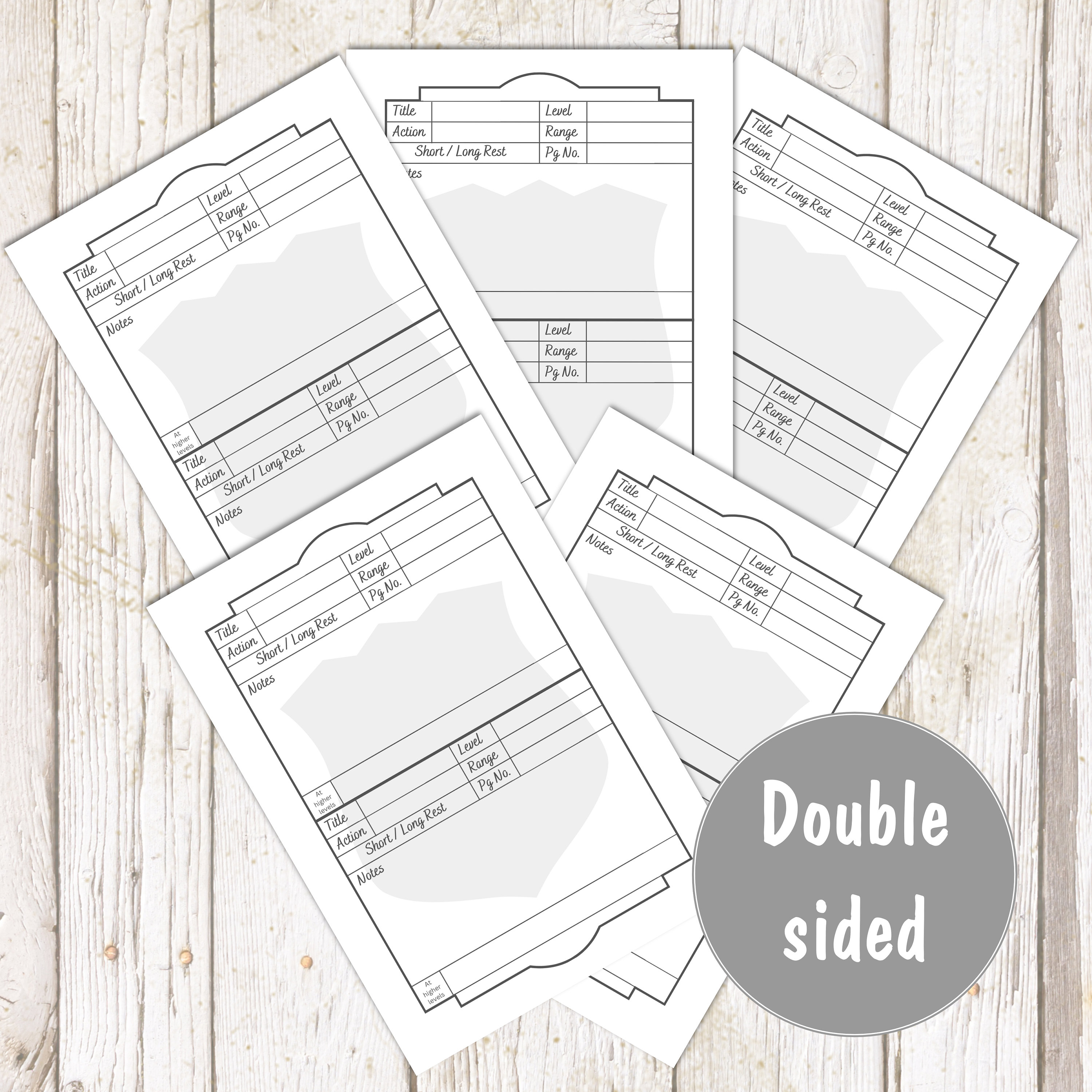 Dnd Fillable Ability Cards: A6 Battle Action Cards - Etsy