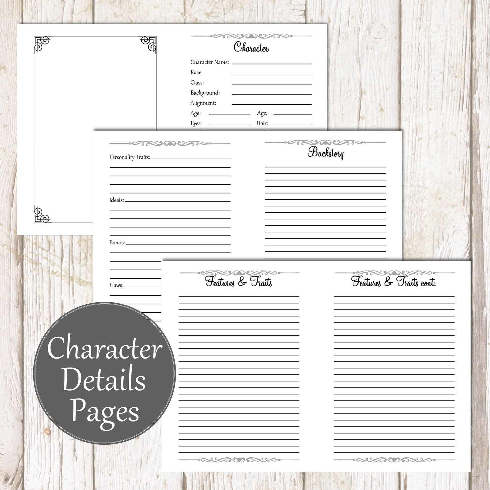Printable Character Sheet Journal, Maps & Locations and Session Notes ...
