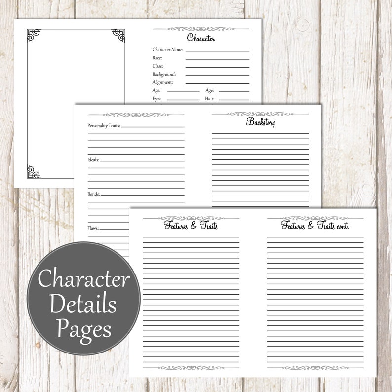 Printable Character Sheet Journal, Maps & Locations and Session Notes ...