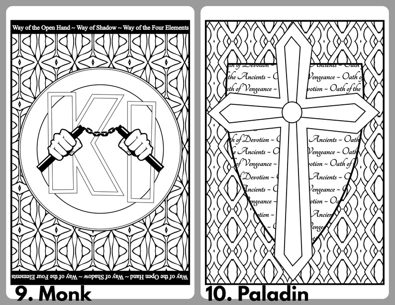 Printable Dnd Class Themed Colouring Pages, 15 Designs - Etsy
