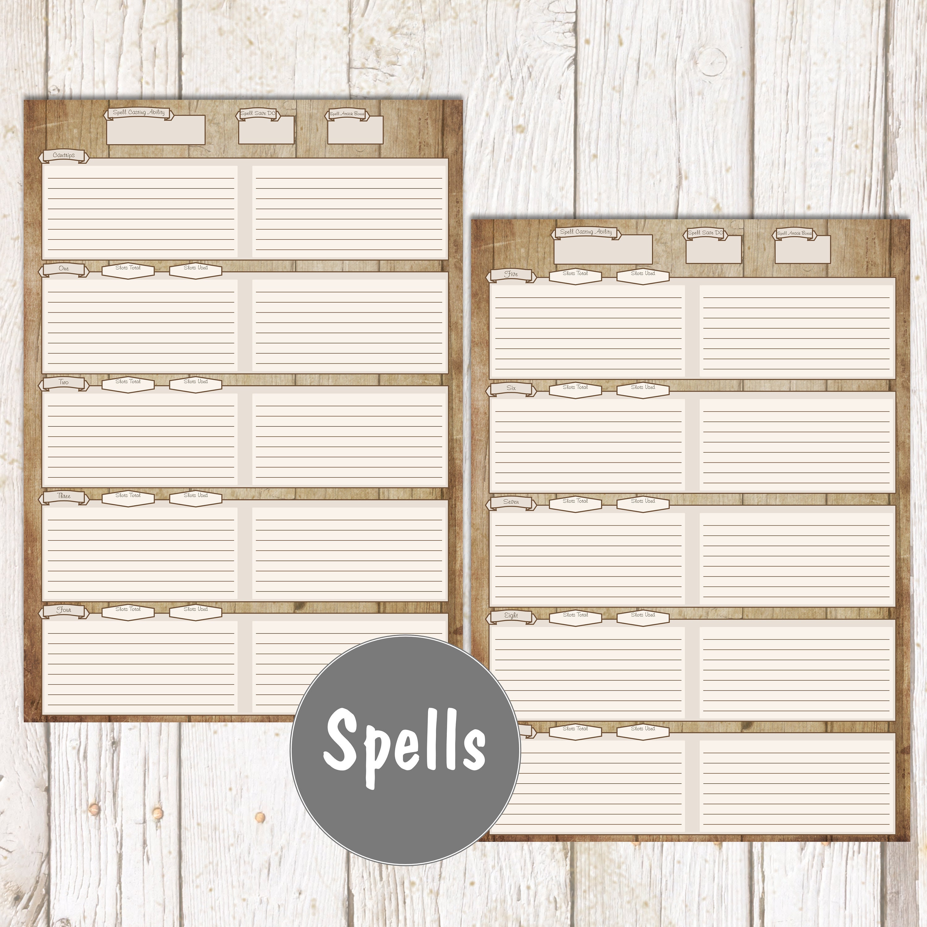 Dnd Printable Character Sheet Sets, 5 Designs Included in Both Colour ...