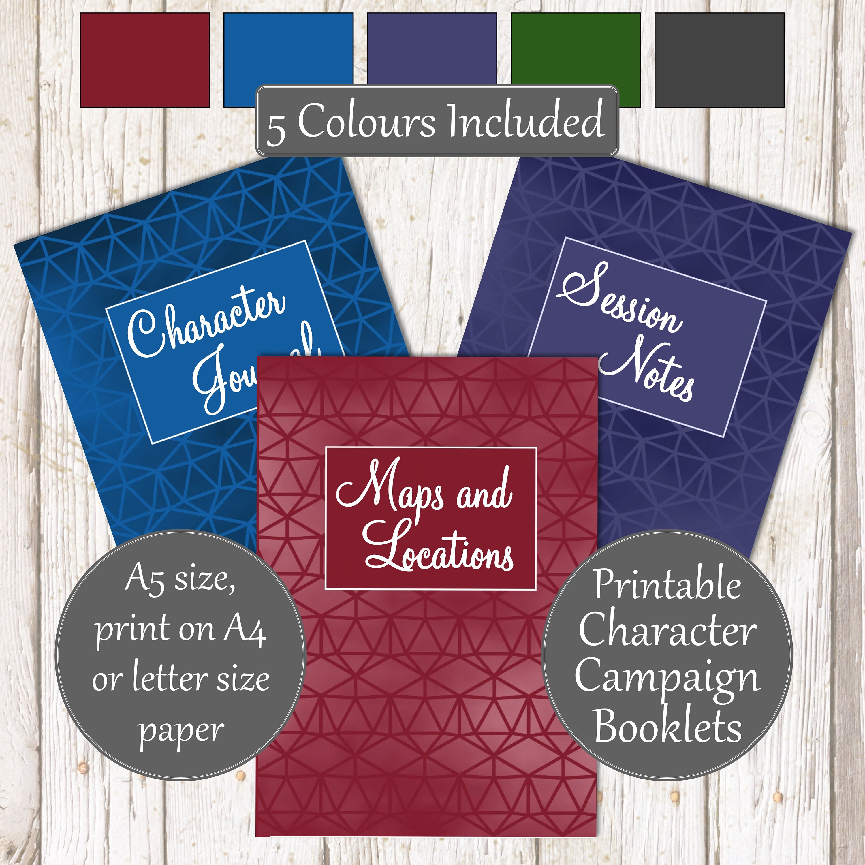 Printable Character Sheet Journal, Maps & Locations and Session Notes ...