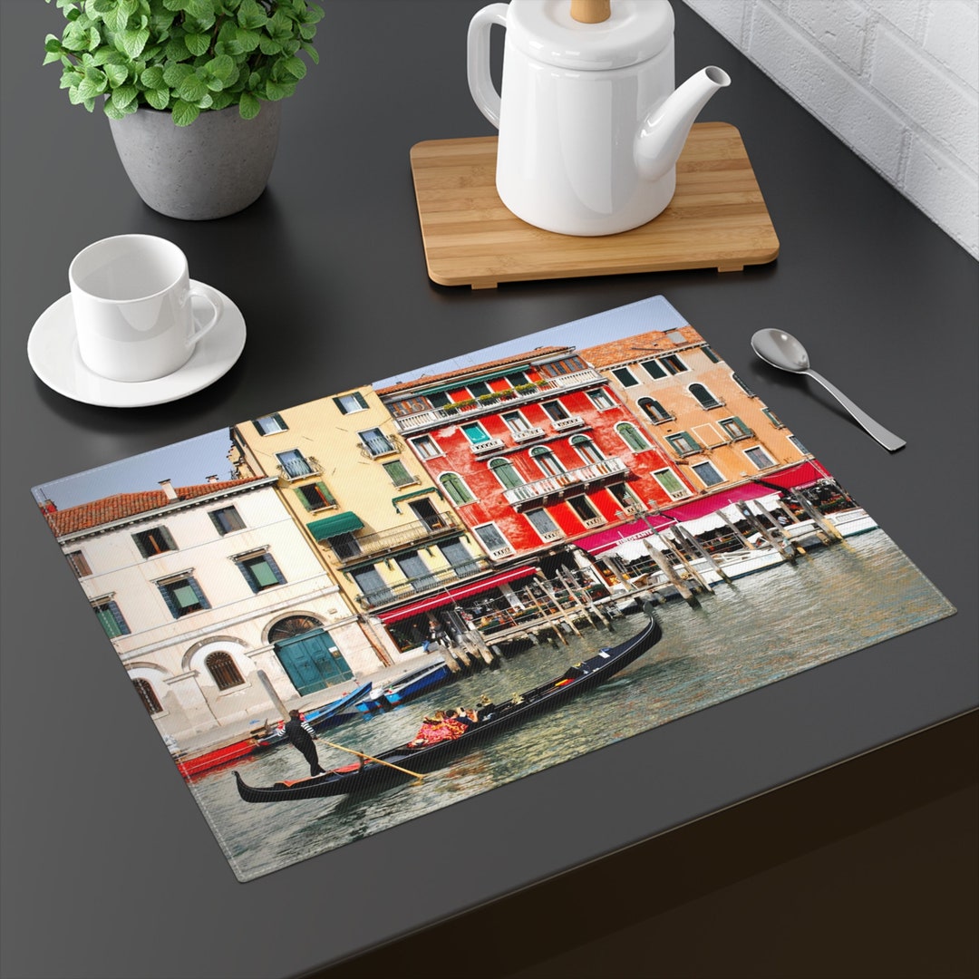 Gondola With Colorful Houses Venice Italy Color Dinner Table Kitchen ...