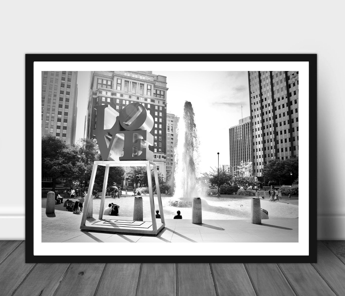 LOVE Park Sign and Fountain Philadelphia Black & White Photograph ...