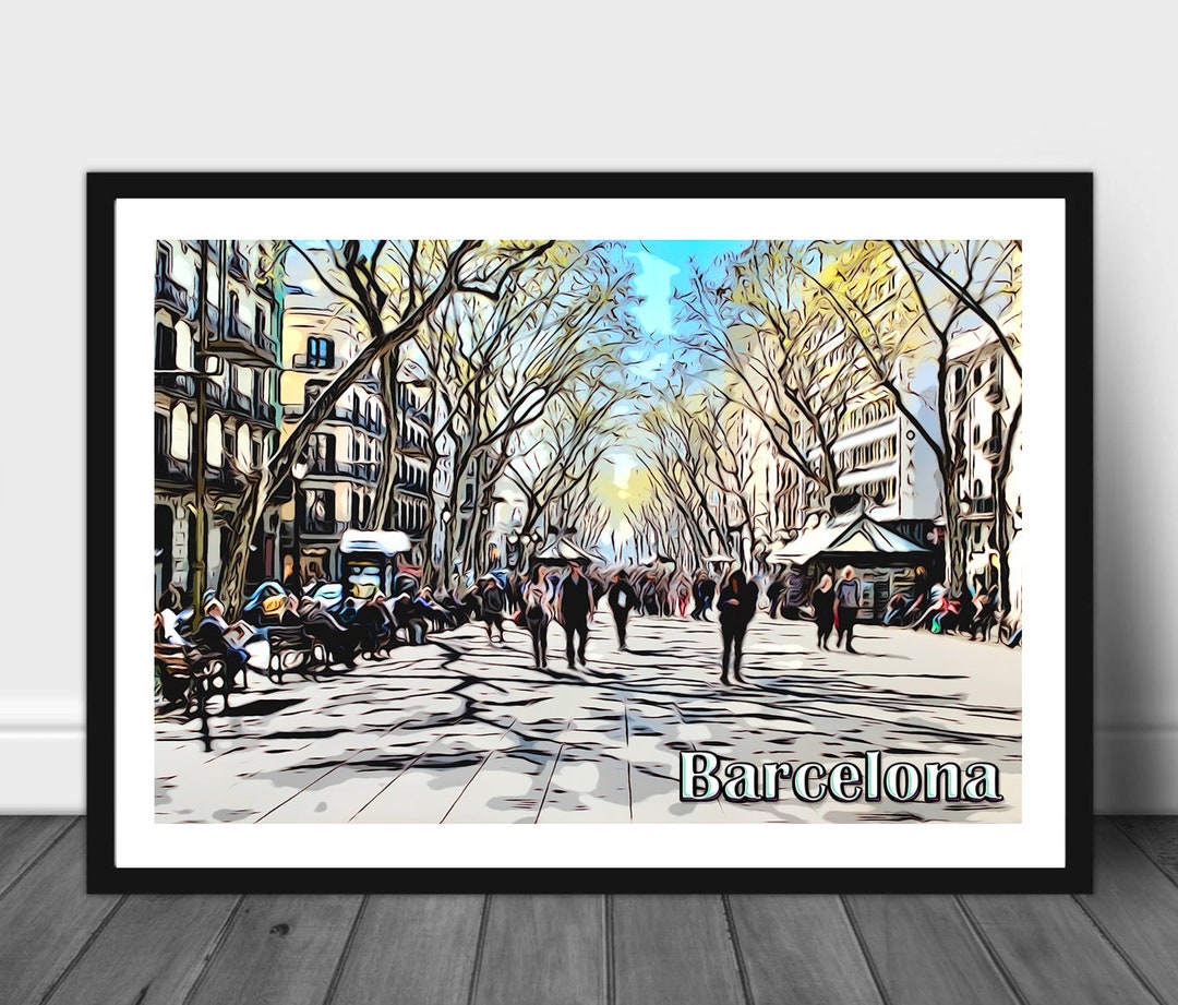 Comic Style Fine Art Photography Print Poster - La Rambla Barcelona ...