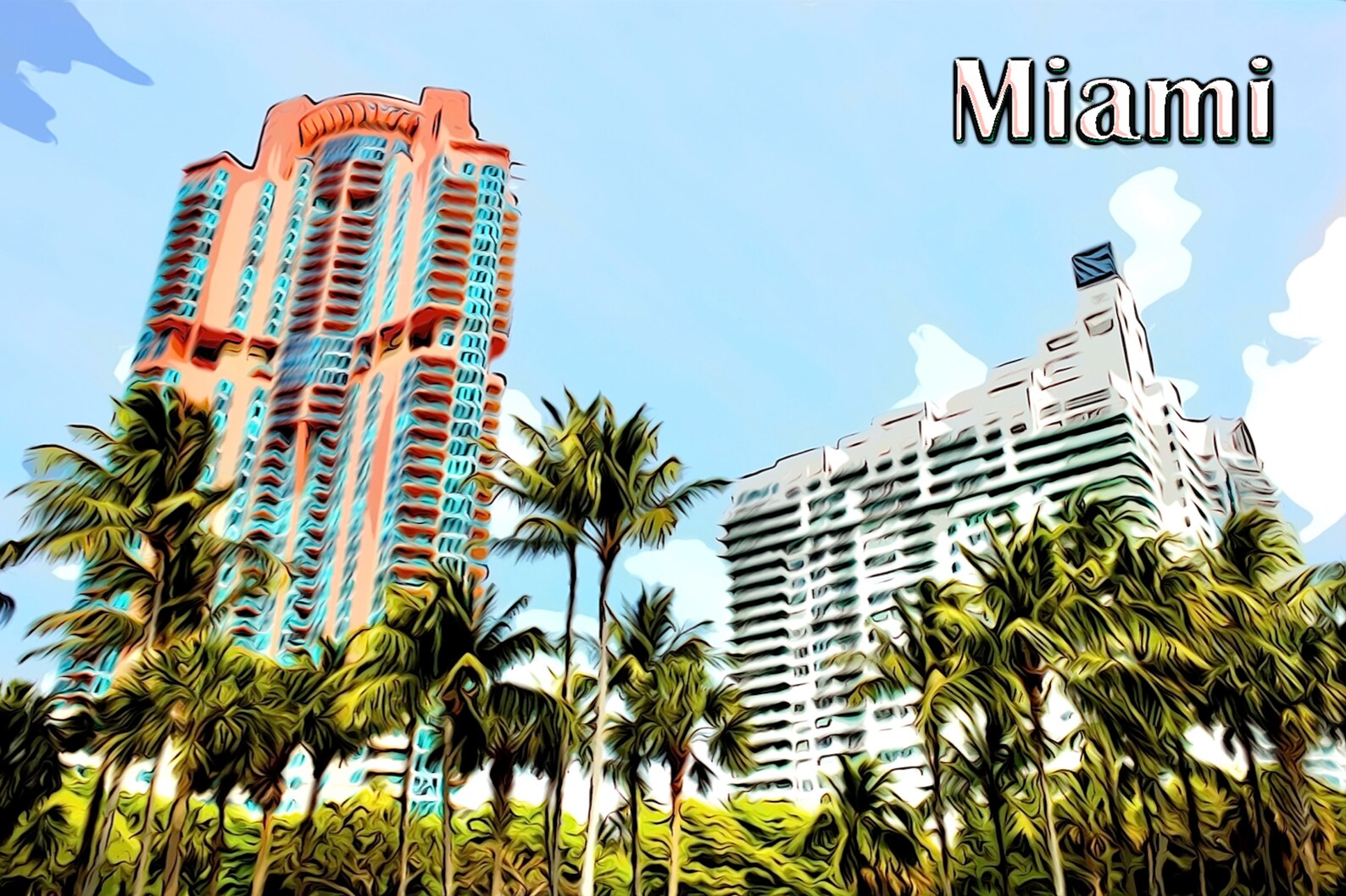 Comic Style Fine Art Photography Print Poster - South Beach High-rise ...