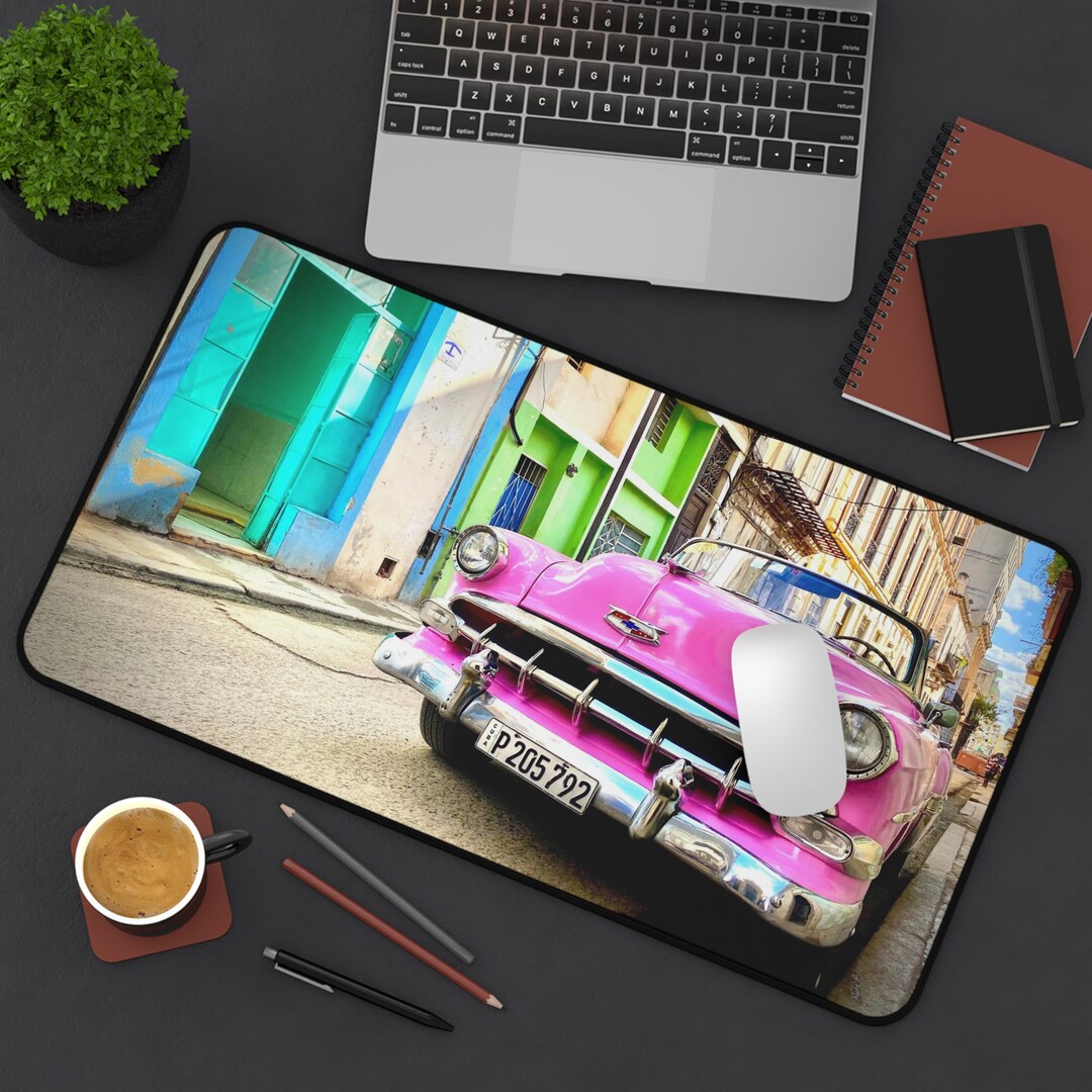 Classic Pink Chevy Bel Air Havana Cuba Desk Mat for Keyboard And/or ...