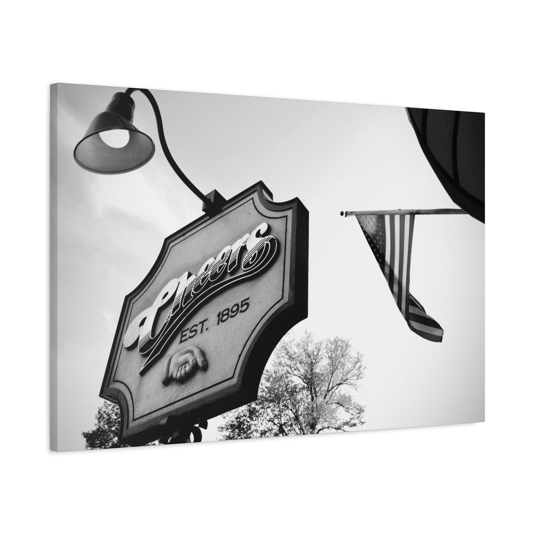 Cheers Bar Sign Boston Massachusetts Stretched Matte Canvas Photograph ...