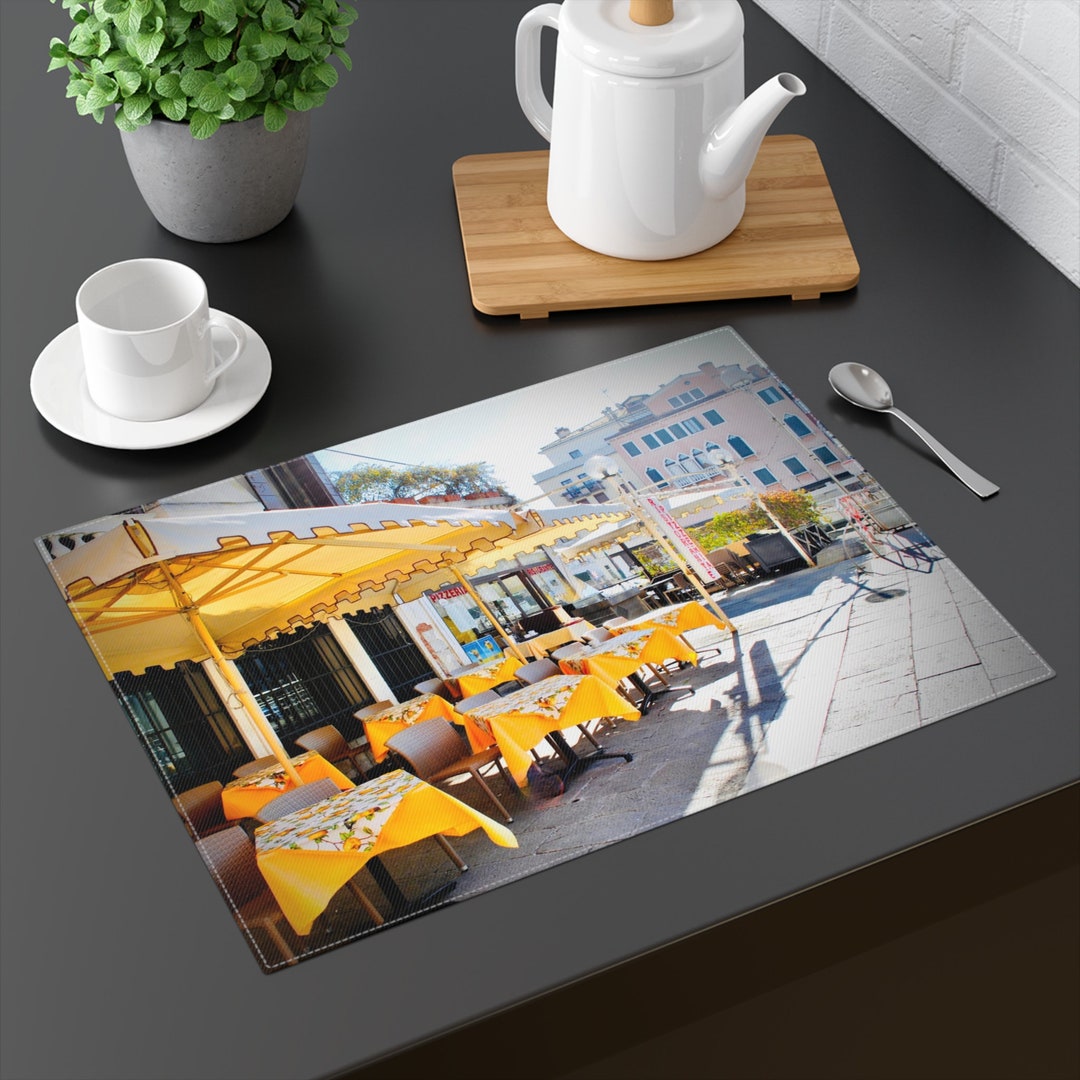 Restaurant Patio Venice Italy Color Dinner Table Kitchen Placemat 100% ...