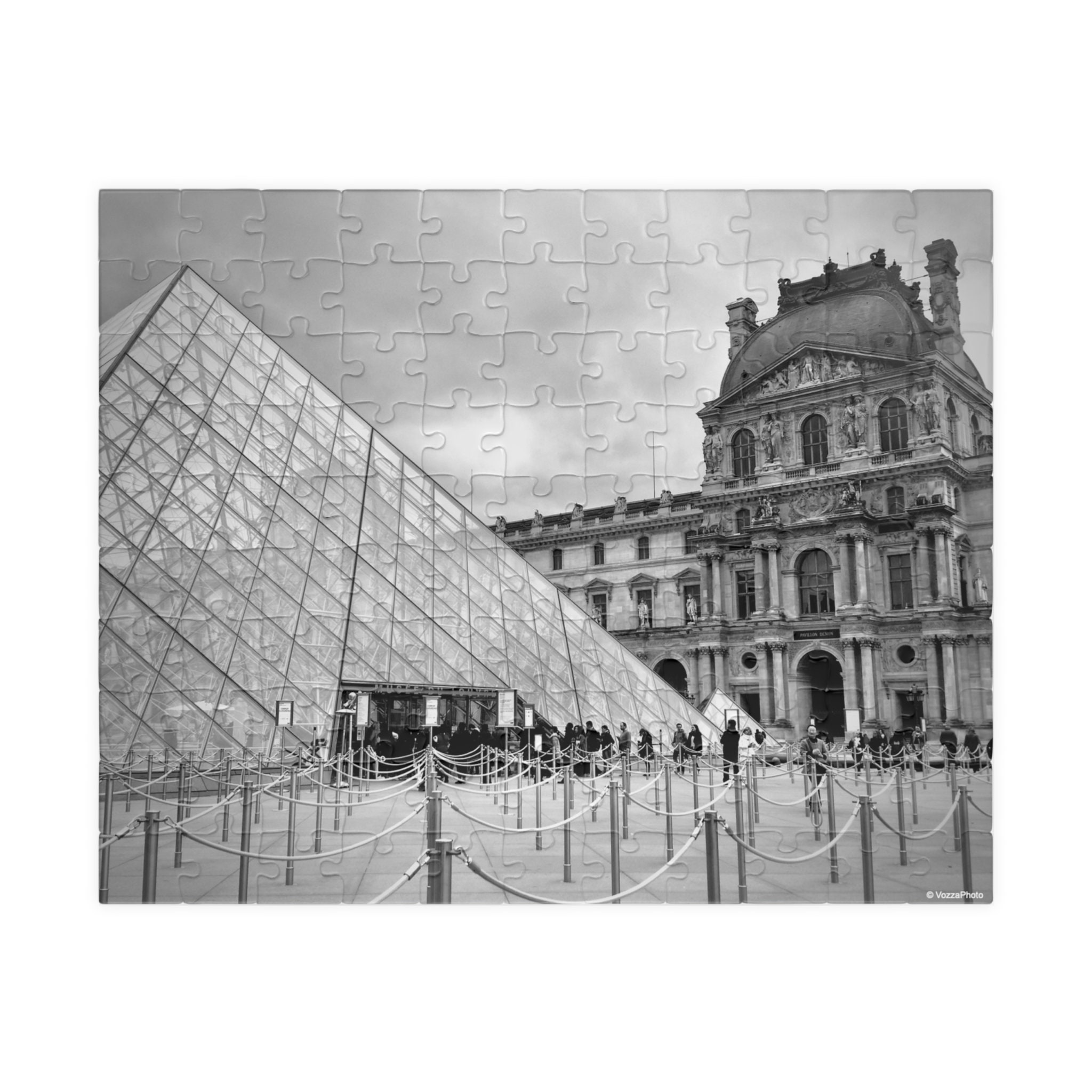 Louvre Museum Paris France Black and White Puzzle (110, 252, 500, 1014 ...