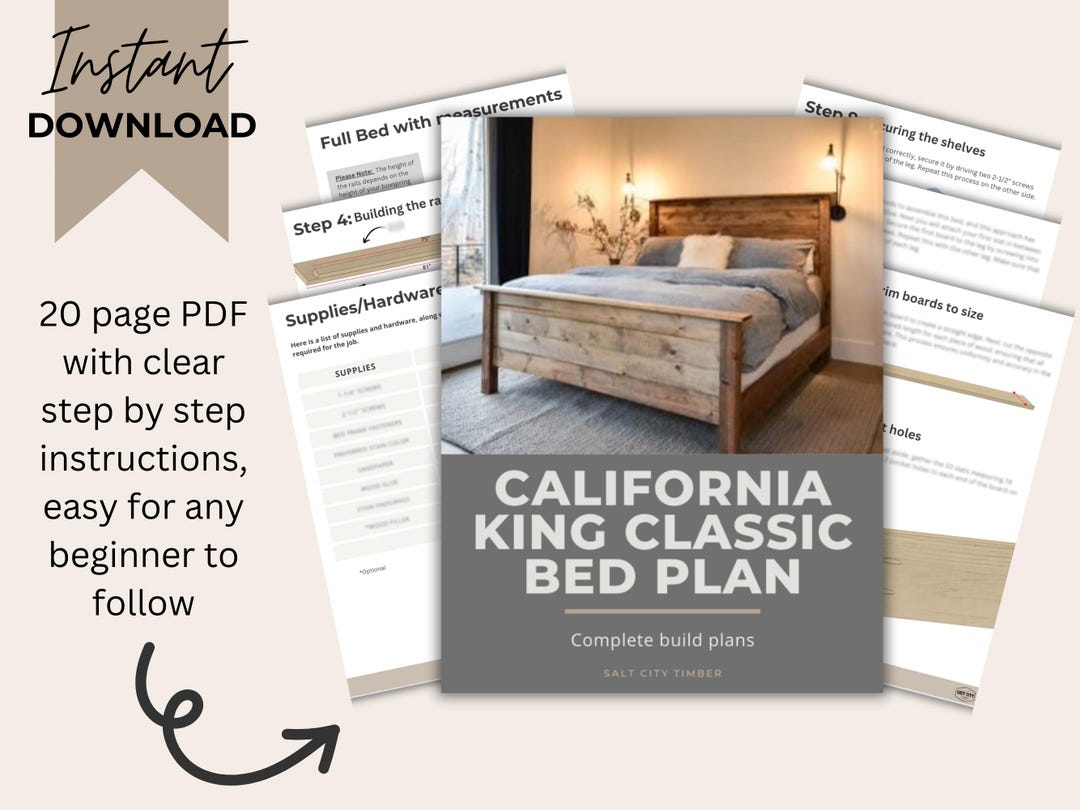 PDF Download- DIY California King Bed Frame Plans- DIY California King ...