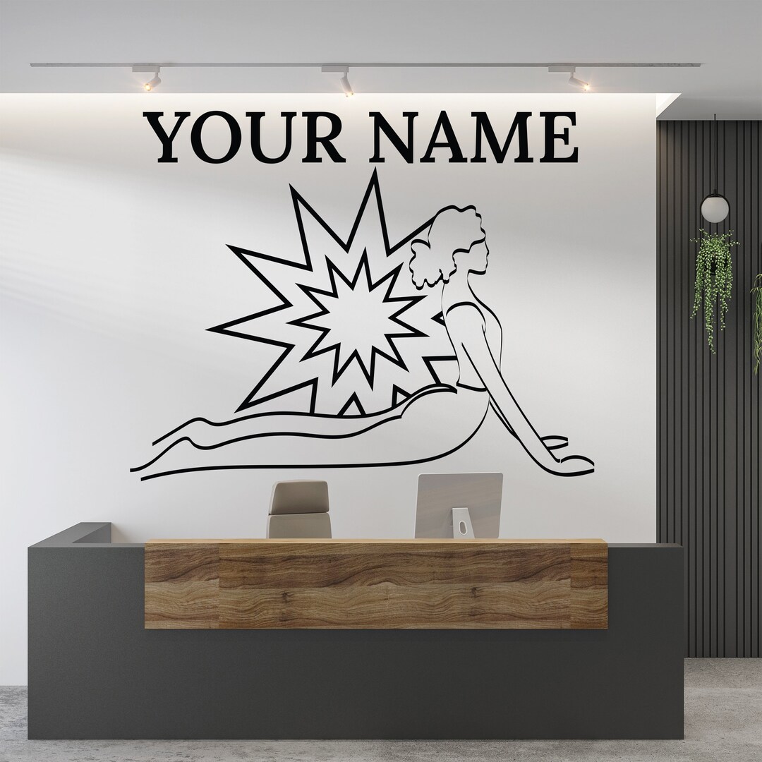 Crossed-legged Girl With Raised Hands Yoga Stickers for Front Door ...