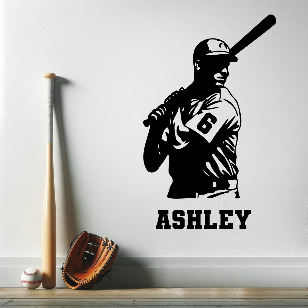 Personalized Baseball Sticker for Wall Personalized Baseball Wall Decal ...
