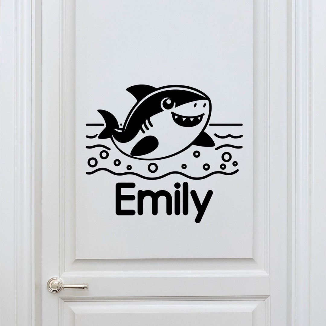 Baby Shark Name Door Decal Baby Shark Door Decals Animal Door Stickers ...