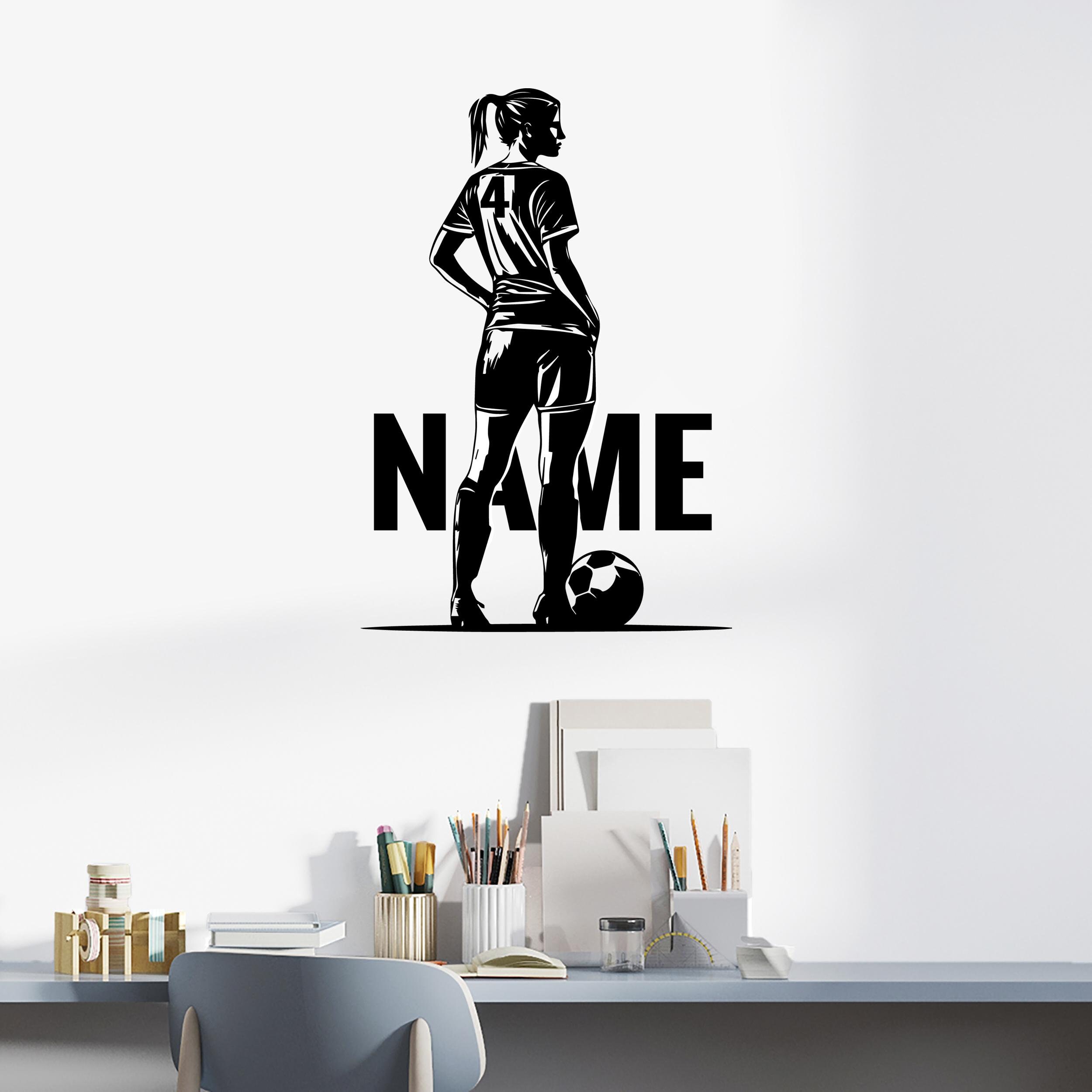 Soccer Silhouette Wall Decal - Personalized Sports Wall Decals - Custom ...