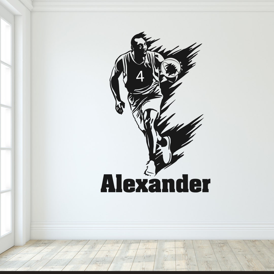 Custom Vinyl Name Sticker With Basketball Player- Peel and Stick Vinyl ...