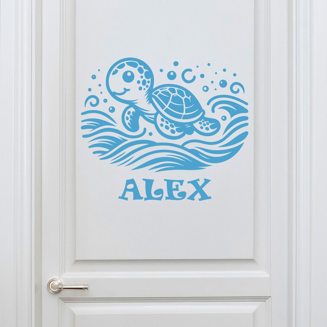 Sea Turtle Door Stickers Custom Name Door Decal Sea Turtle Vinyl Decal ...