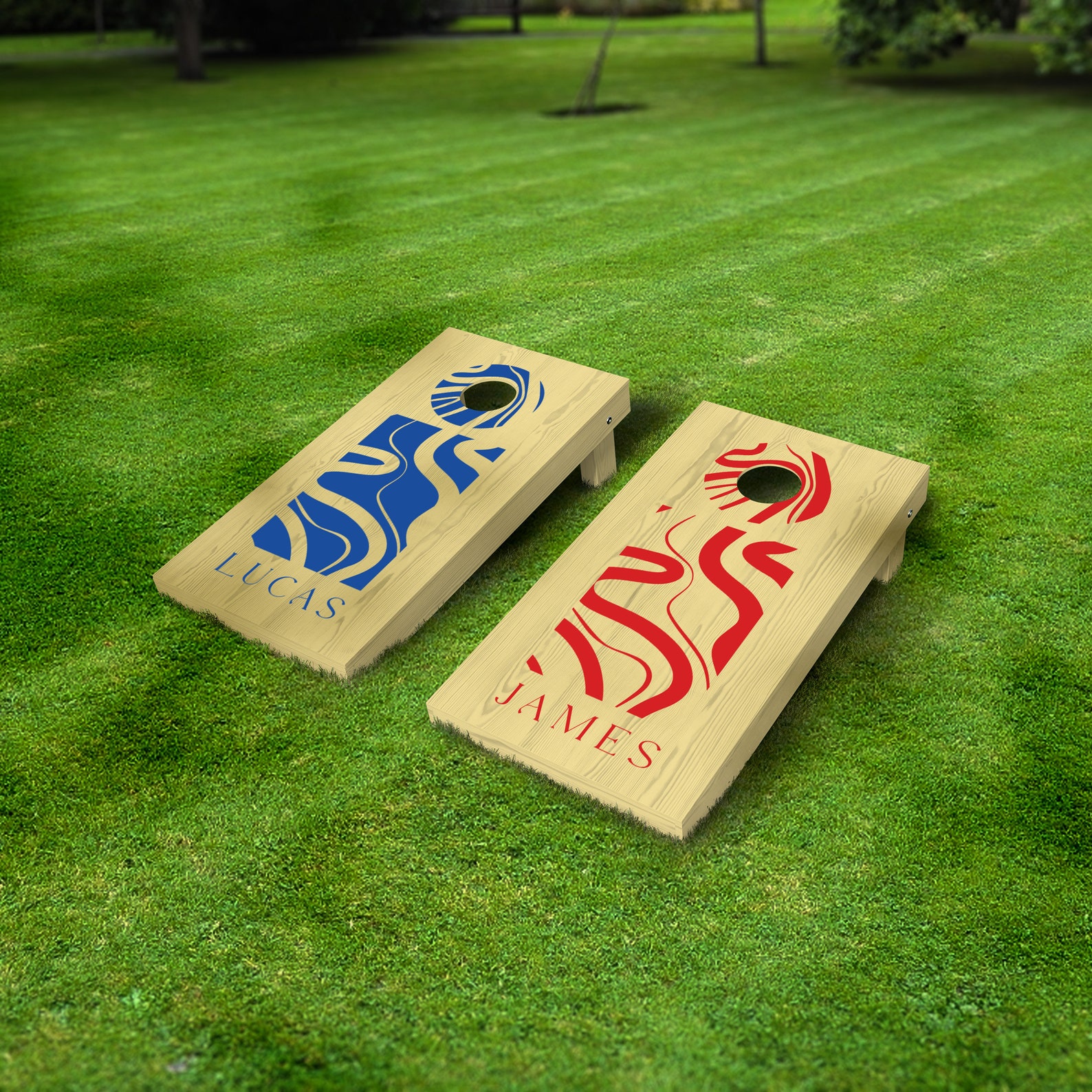 Decals for Cornhole Boards Waves Patterns With Custom Name ...