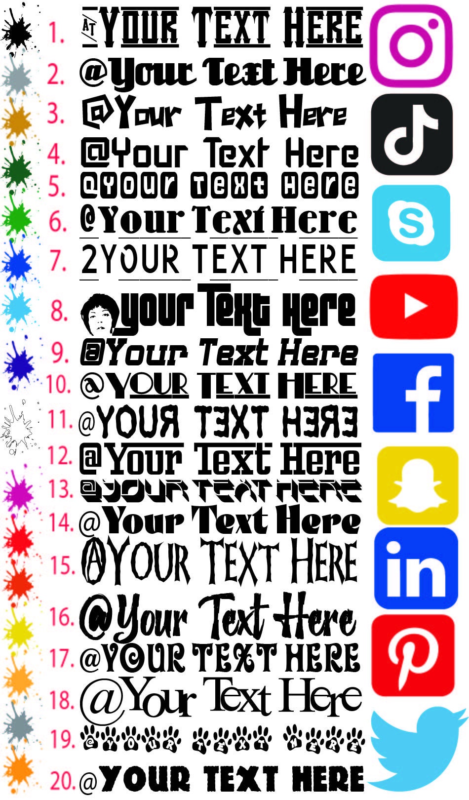 Vinyl Lettering Social Media Decal Sticker With Custom Username ...