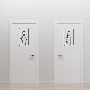 Toilet Door Sign Sticker Pair of Creative Restroom Sticker - Etsy