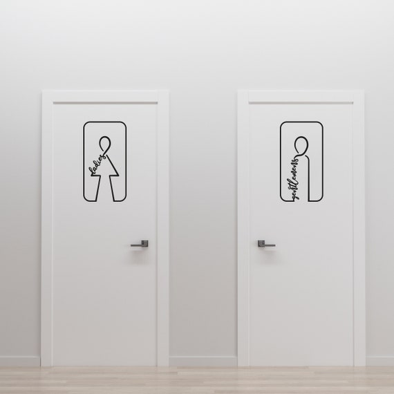 Toilet Door Sign Sticker Pair of Creative Restroom Sticker - Etsy