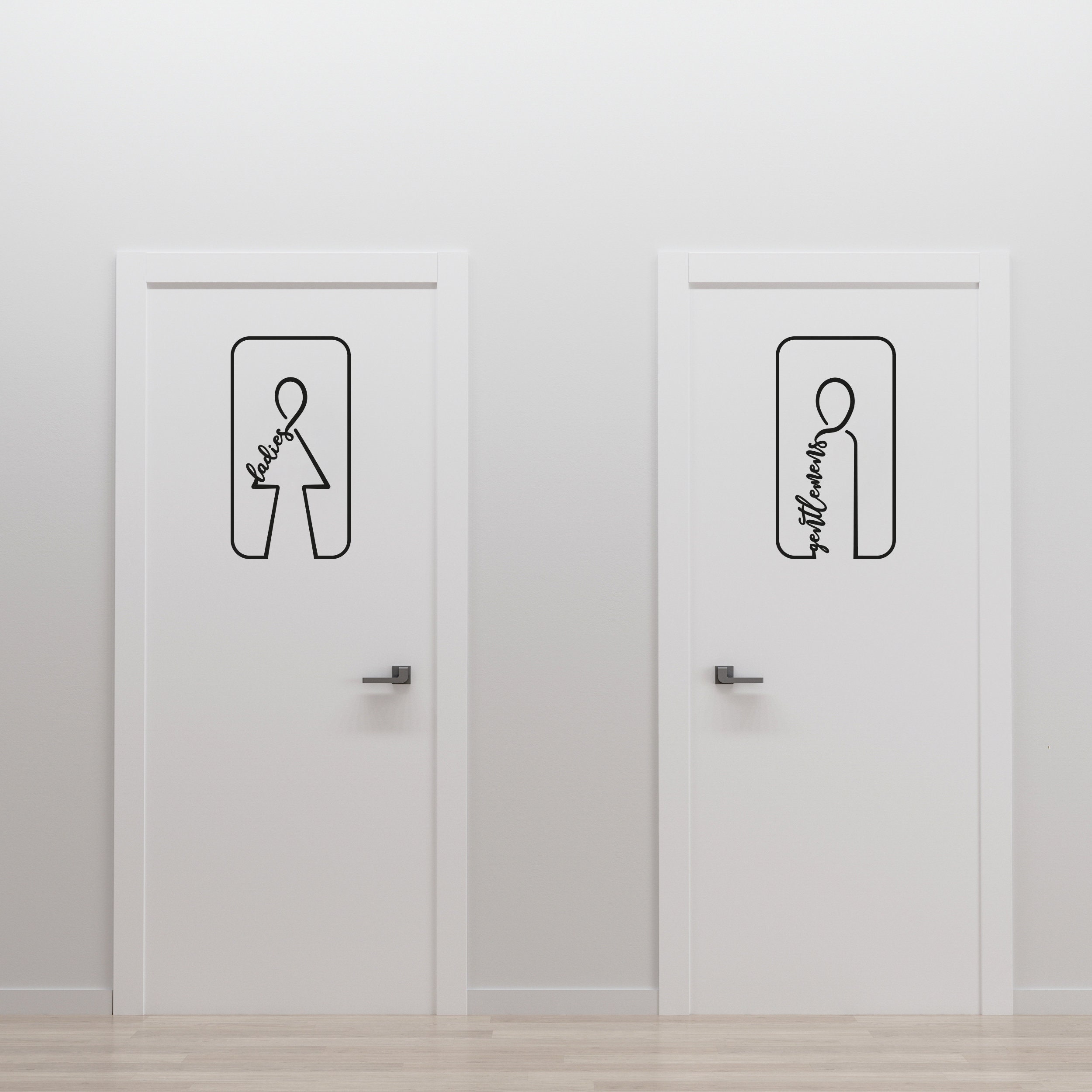 Toilet Door Sign Sticker - Pair of Creative Restroom Sticker - Decal ...