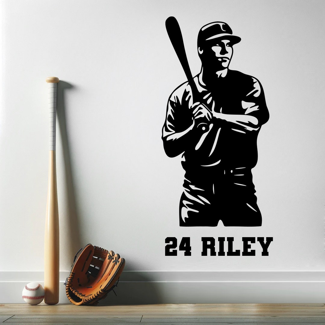 Custom Baseball Player Wall Decal Personalized Baseball Wall Decal ...