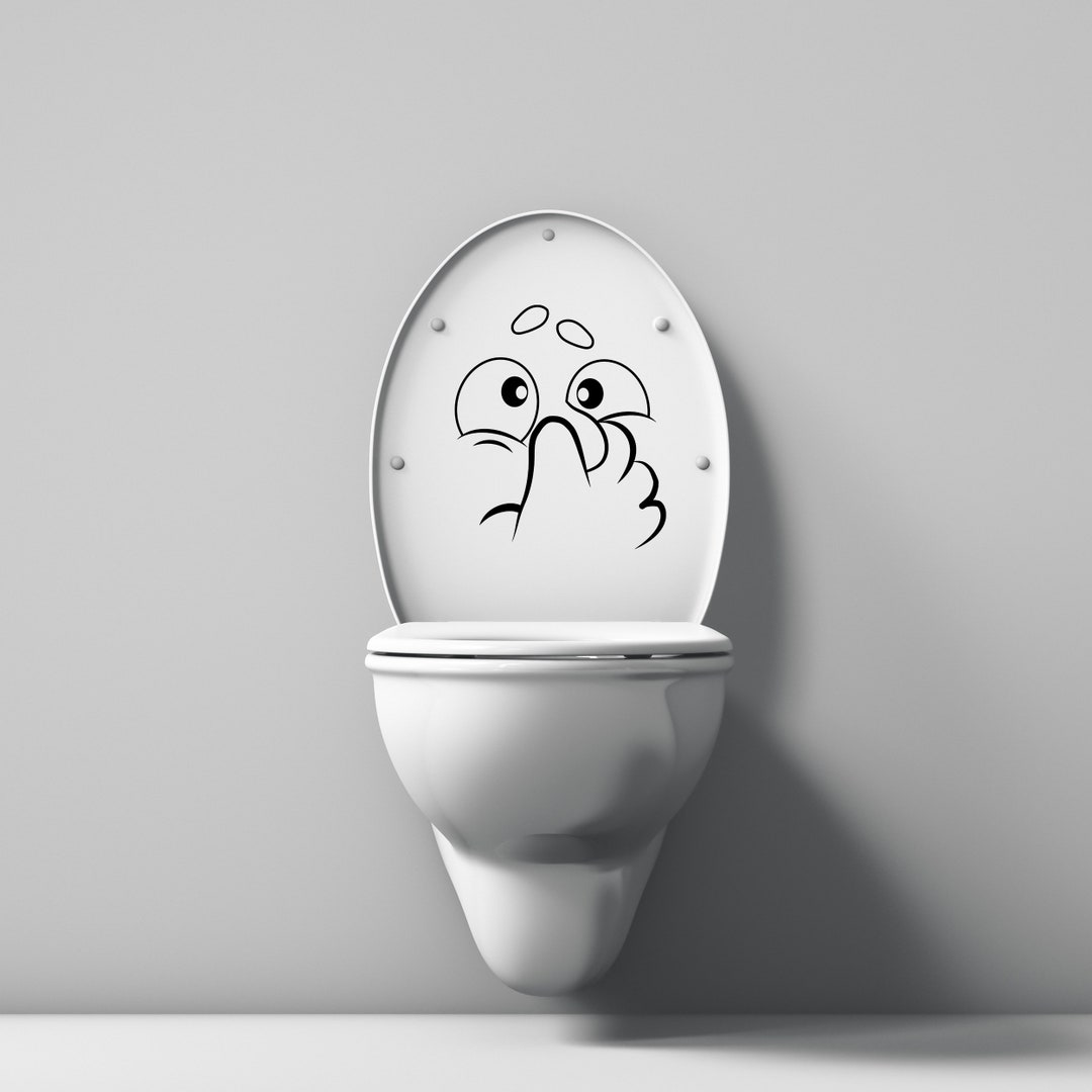 Toilet Lid Decal Sticker -funny Face With Closed Nose for Toilet Cover ...