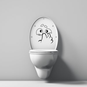 Toilet Lid Decal Sticker funny Face With Closed Nose for Toilet Cover ...