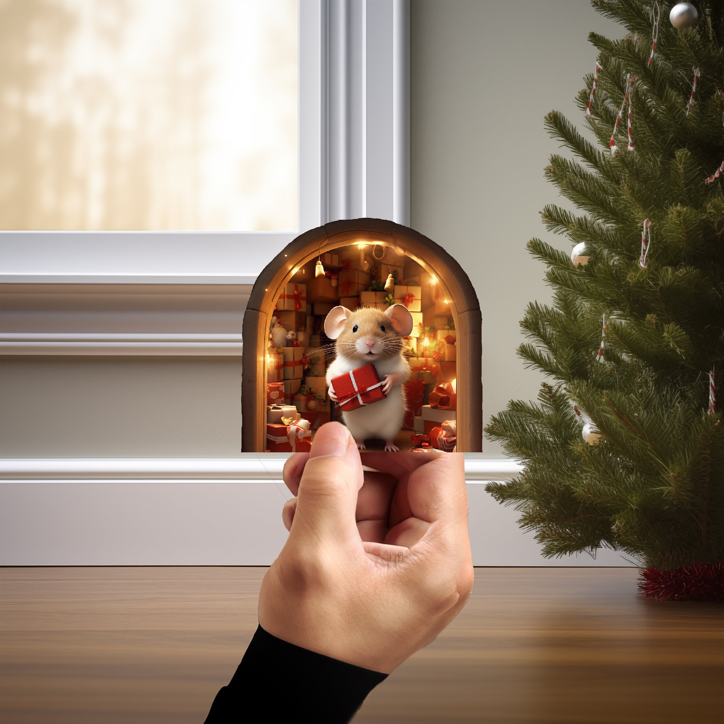 Mouse Hole Wall Decal Christmas Stair Decals With Mouse Hole Christmas ...