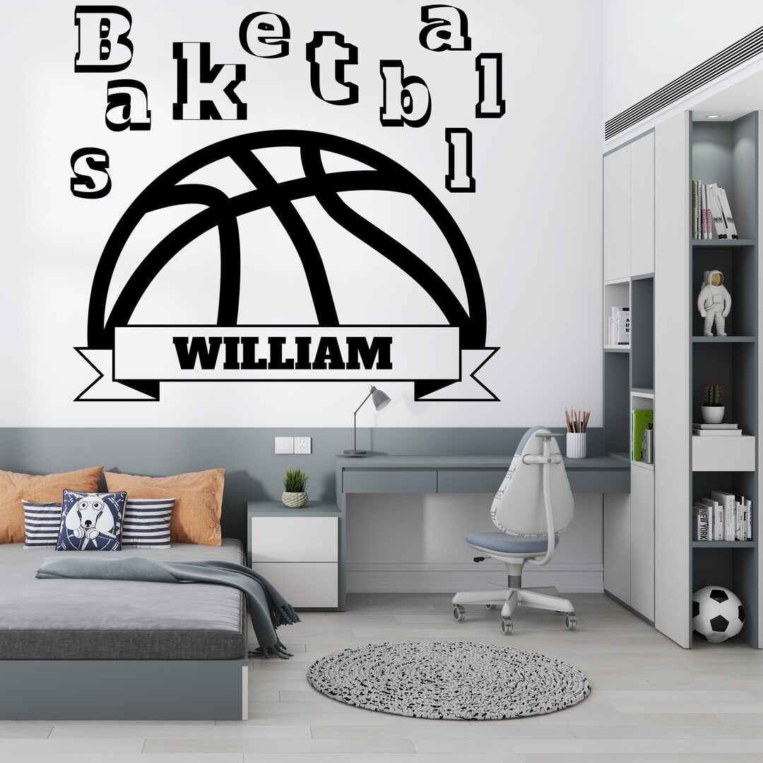 Big Basketball Ball Boys Name Wall Decal Personalized Vinyl Decal ...