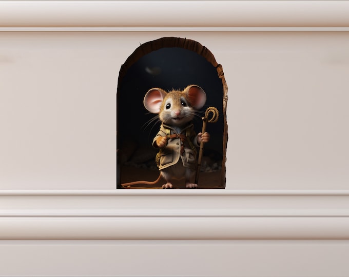 Cute Mouse Hole, Realistic Mouse Hole Sticker, Mouse Peeping Out Hole ...