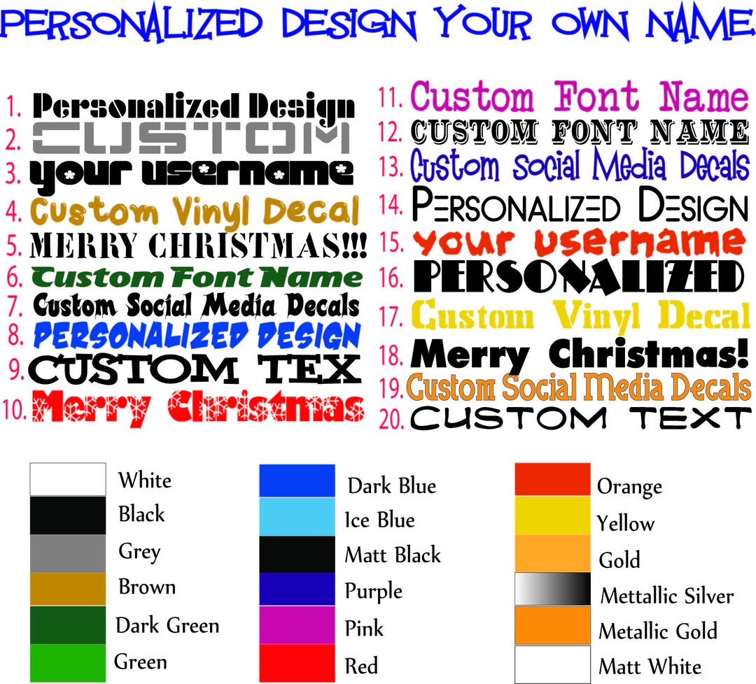 Personalized Design Your Own Name - Custom Vinyl Decal - Vinyl ...