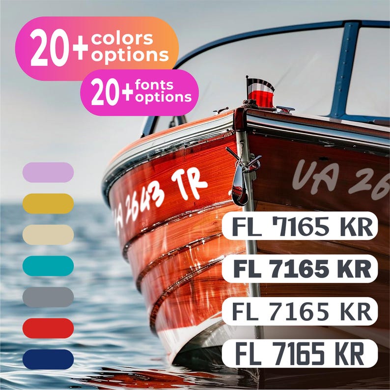 Personalized Boat Lettering & Number Decal - 2 Pack of Boat ...