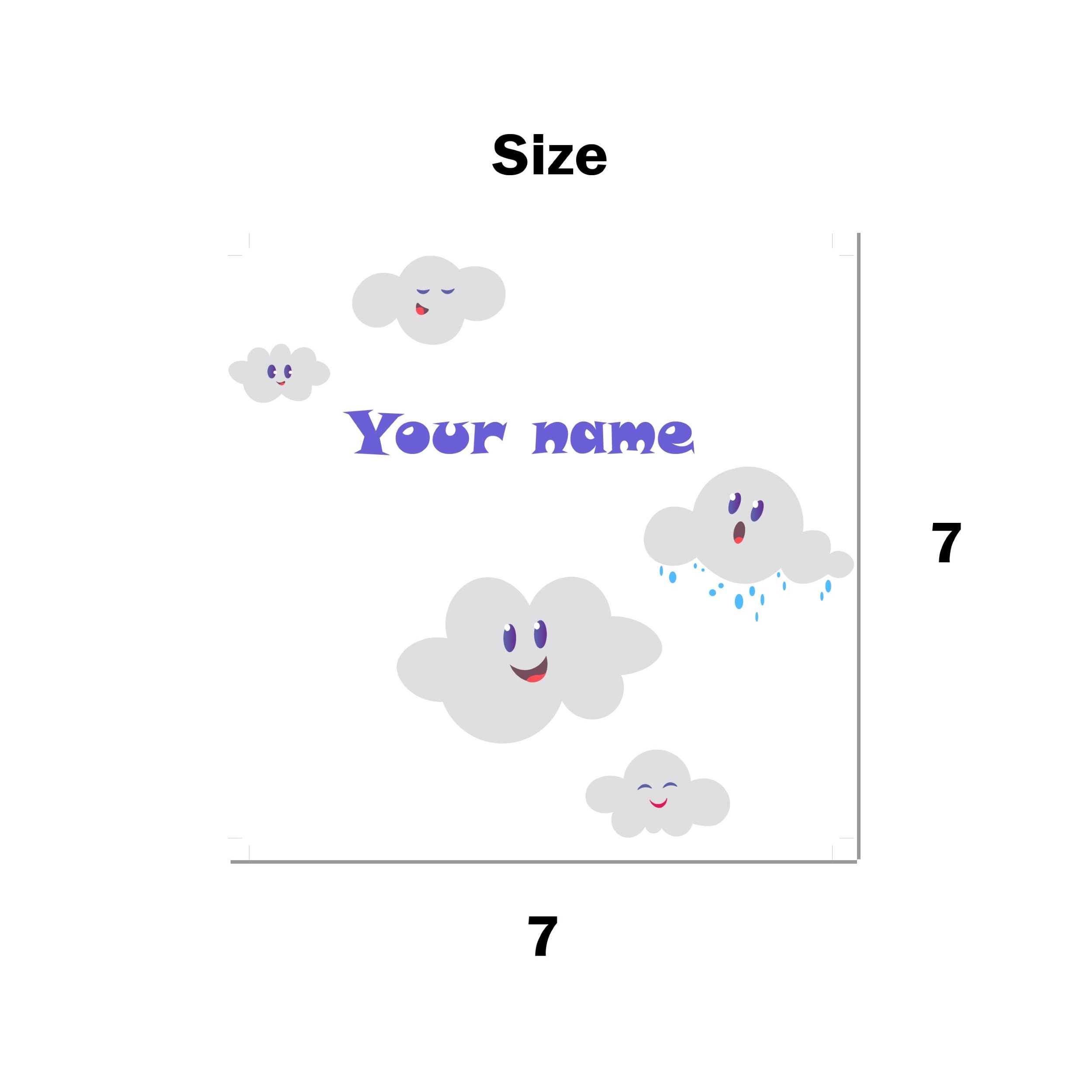 Friendly Faces on Pretty Cute White Clouds for Custom Girl Name Decal ...