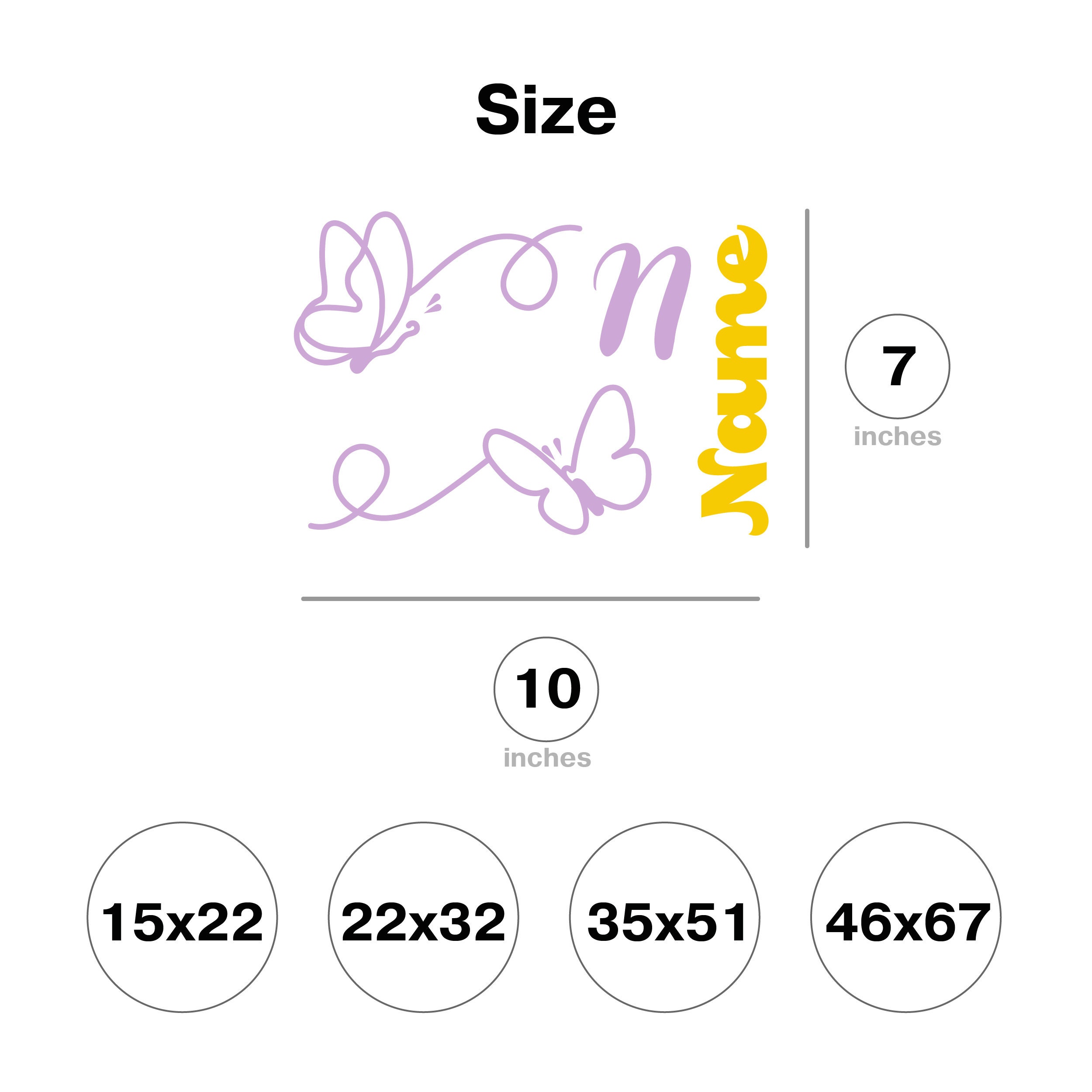 Cursive Initial Name Wall Decals for Girls With Butterflies ...