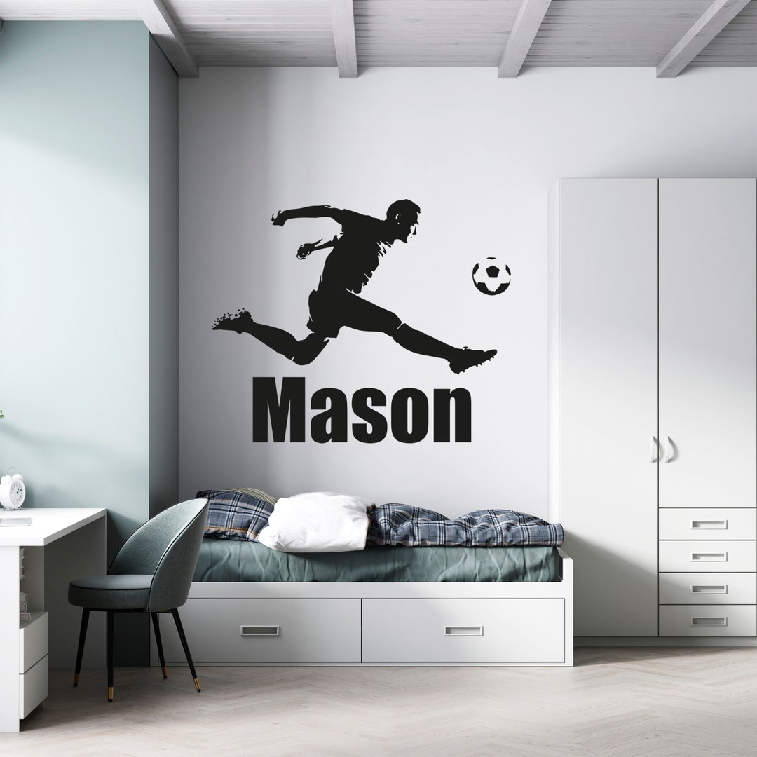 Soccer Wall Decor With Player Kicking off a Ball - Personalized Soccer ...