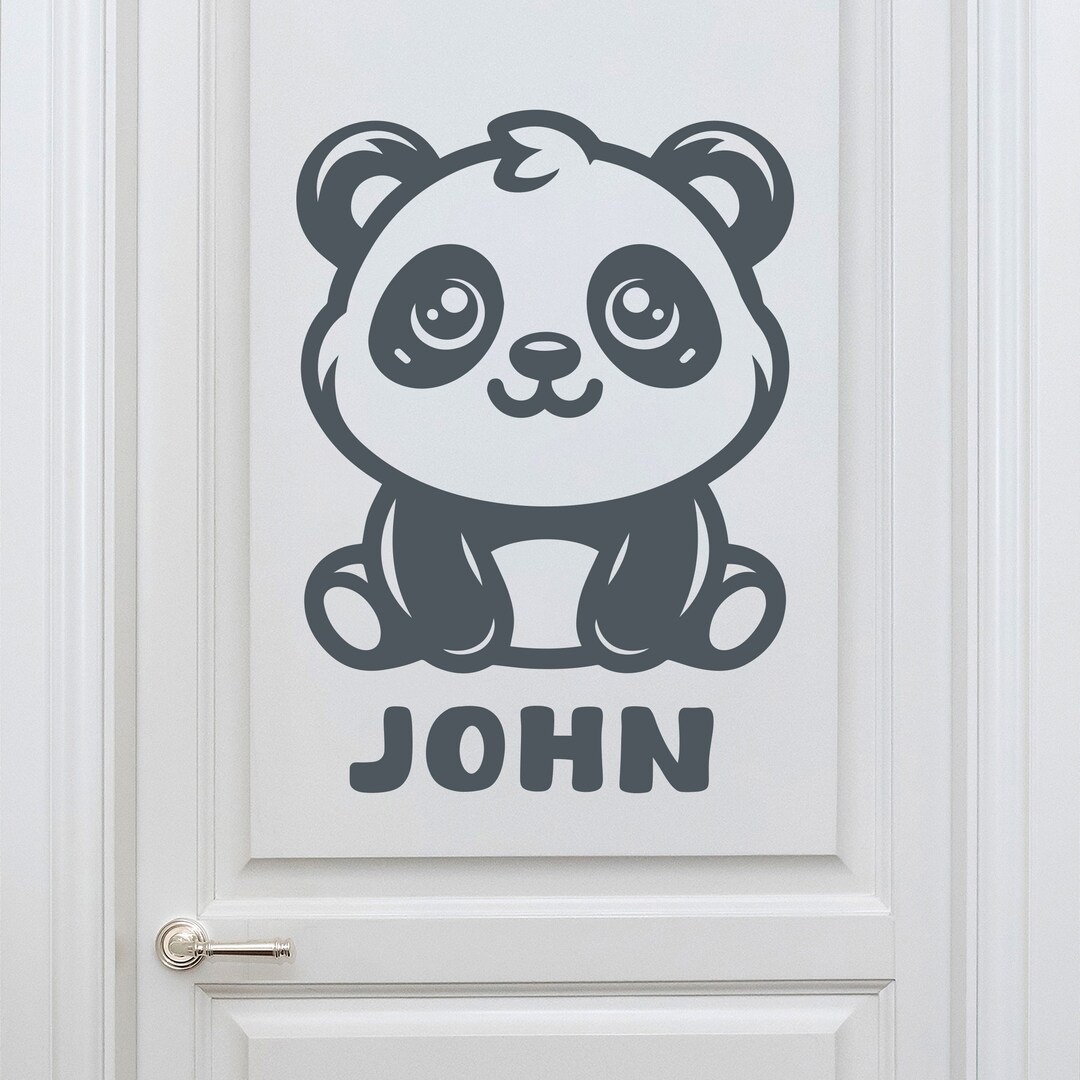 Animal Door Decals Nursery Door Decal Panda Door Stickers Personalized ...