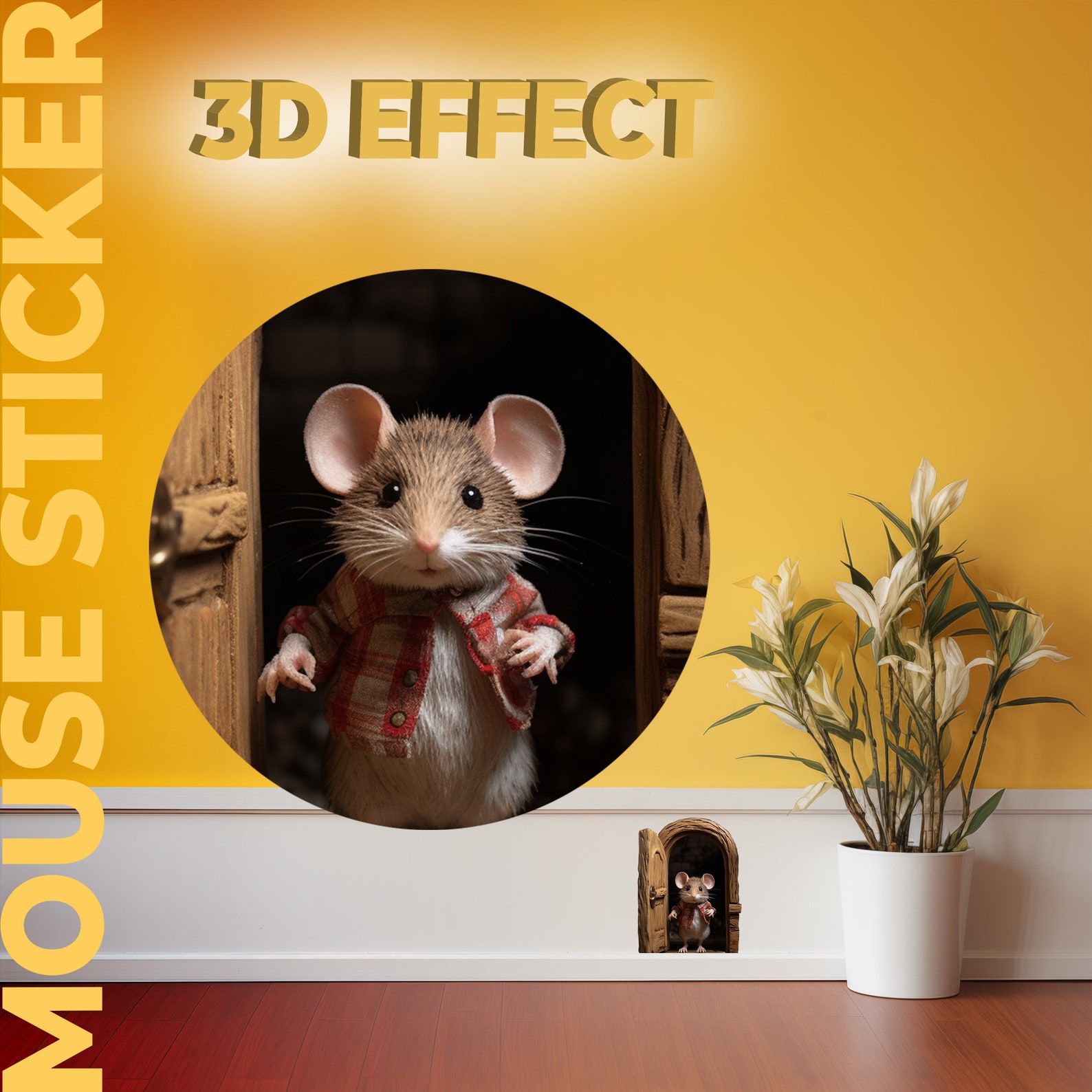 Mouse Stickers for Walls Mouse Decals Mouse Hole 3d Mouse Wall Decal ...