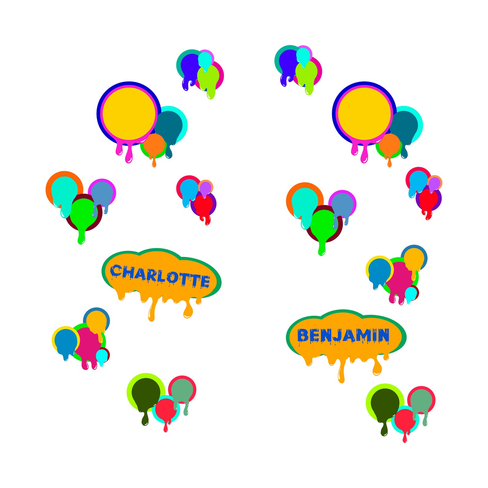Personalized Cornhole Name Decal With Colorful Spots and Drips of Paint ...