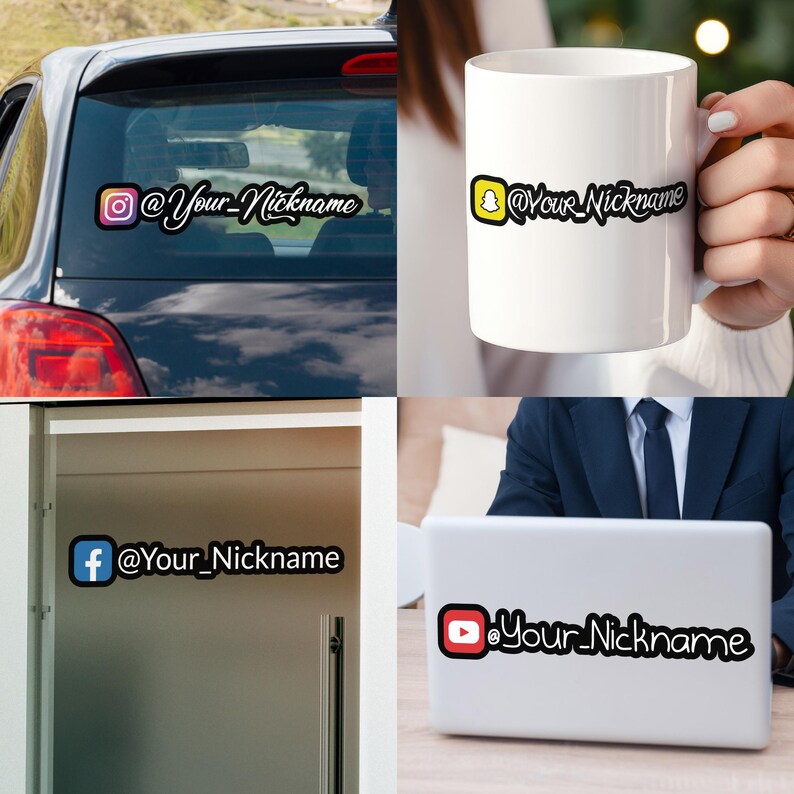 Custom Social Media Vinyl Stickers - Customized Name Username Logo ...
