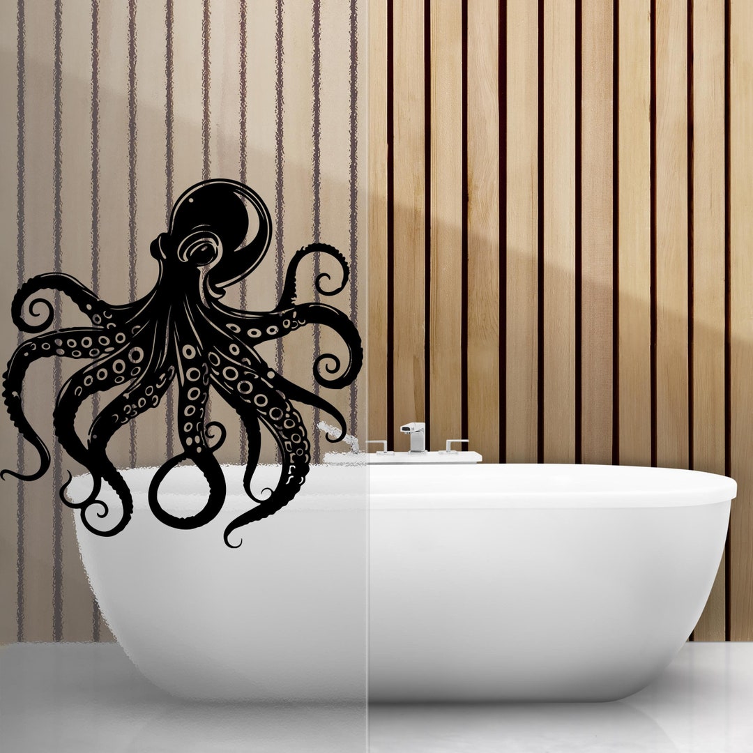Octopus Toilet Decal - Octopus Wall Decal Bathroom - Octopus Vinyl Wall ...