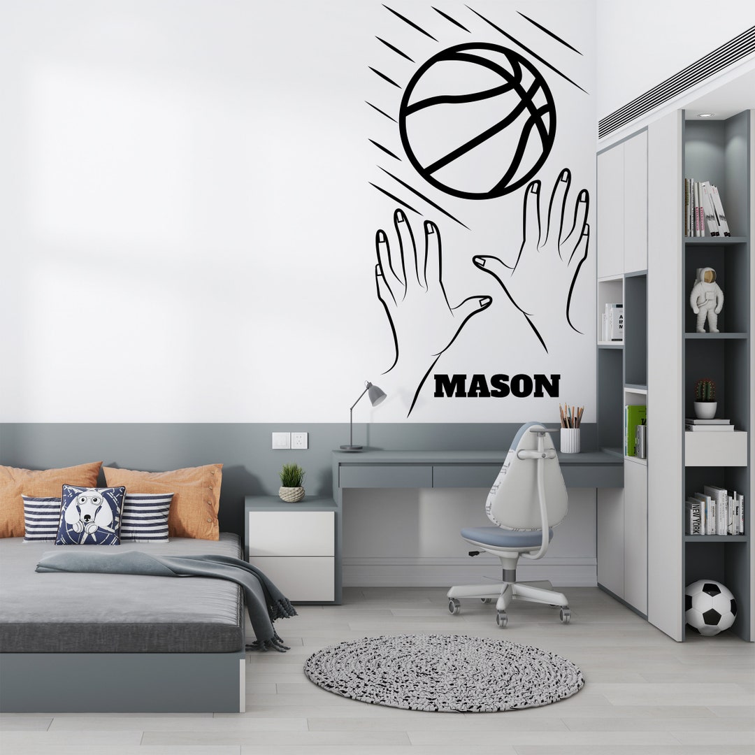 Hands Throwing Basketball Ball Picture Personalized Wall Decals ...